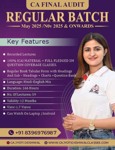 CA FINAL AUDIT REGULAR BATCH | CA Jyoti Deshwal Classes